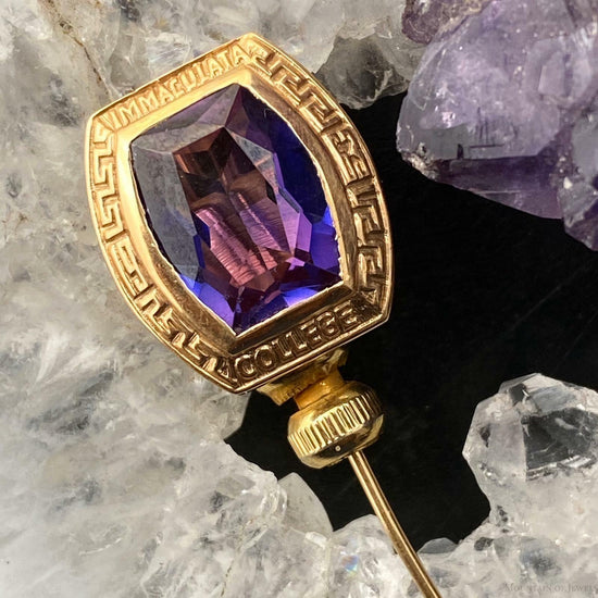 14K Yellow Gold 1963 Immaculate Collage Amethyst Pin Collectible Item ...