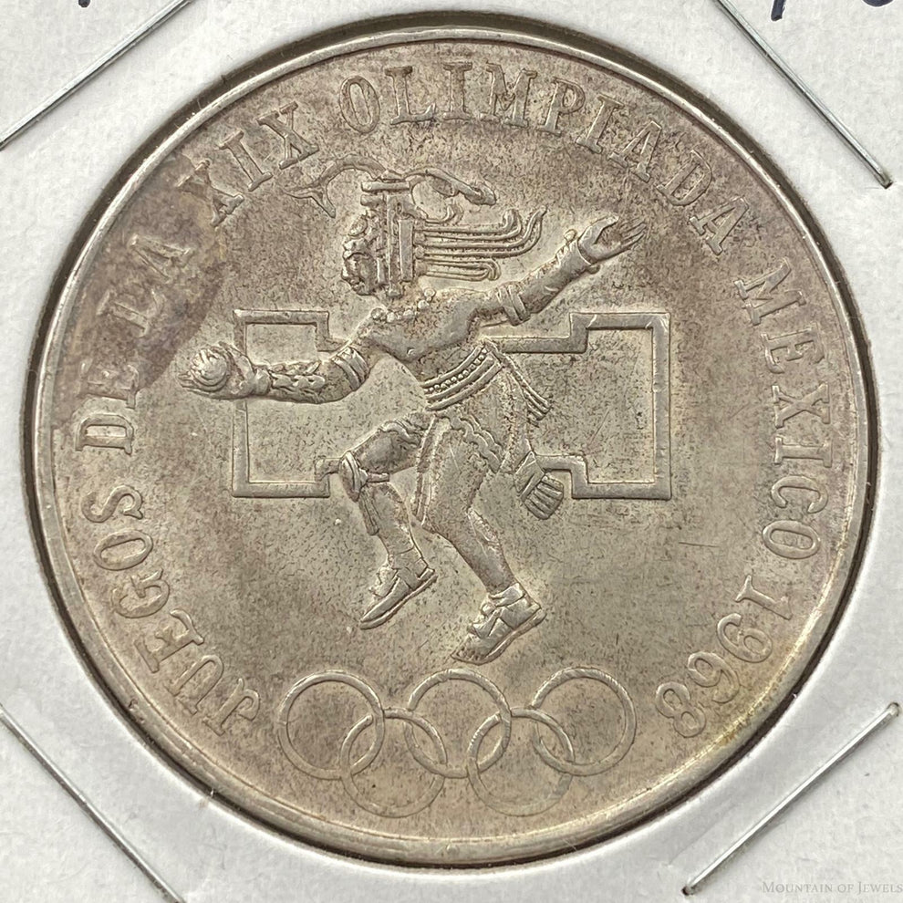 1968 Mexico XIX Olympic Games Aztec Ball Player 25 Pesos Silver Coin ...