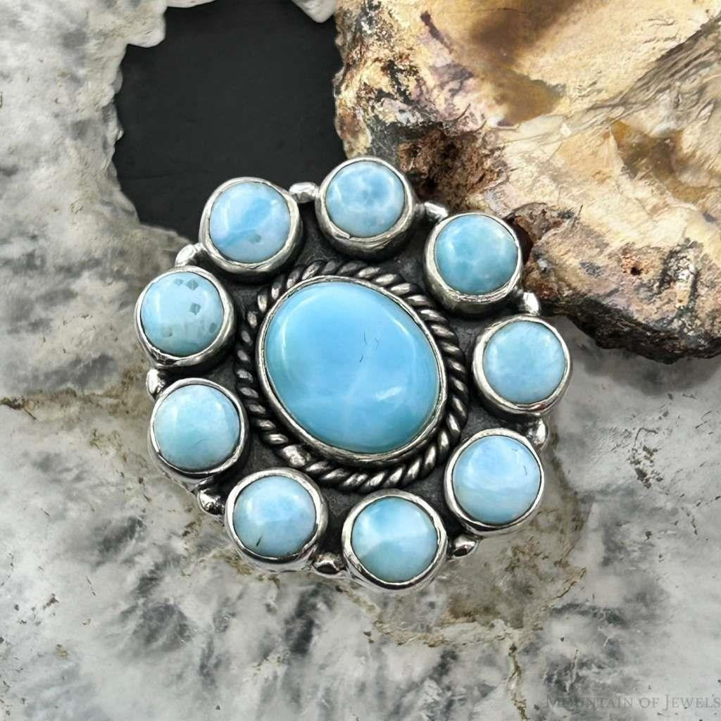 Sterling Silver Southwestern Style Larimar Cluster Ring Size 7 For ...